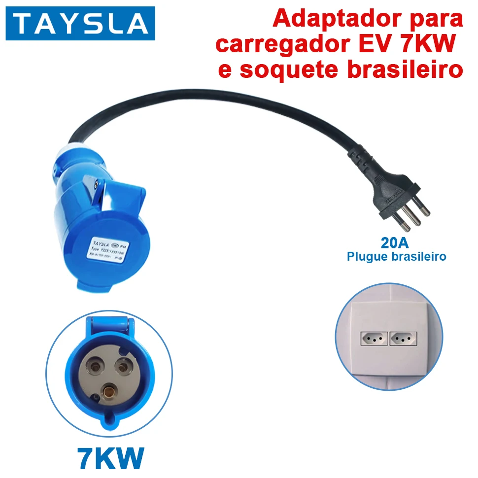 TAYSLA-CEE-Tomada-f-mea-3-pinos-adaptador-de-conex-o-para-20A-plugue ...