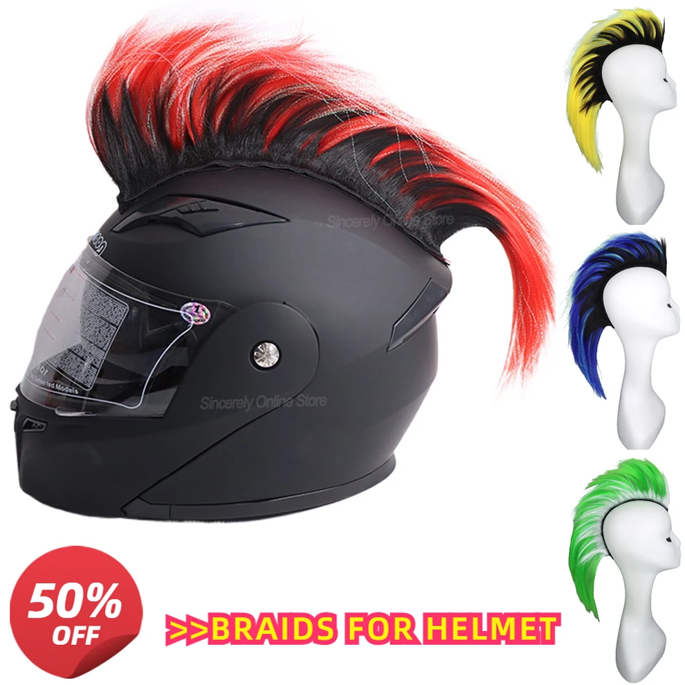 Mohawk-Motorcycle-Helmet-Braids-Decorations-Wigs-For-Helmet-Cockscomb ...