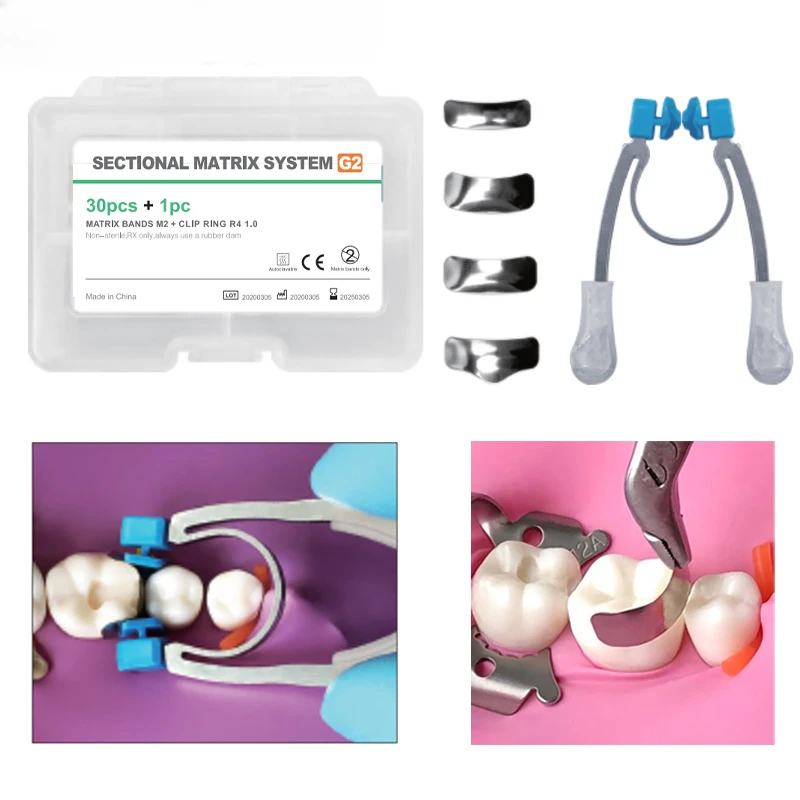 30pcs-box-Dental-Matrix-Bands-with-Clip-Ring-Sectional-Matrix-System-G2 ...