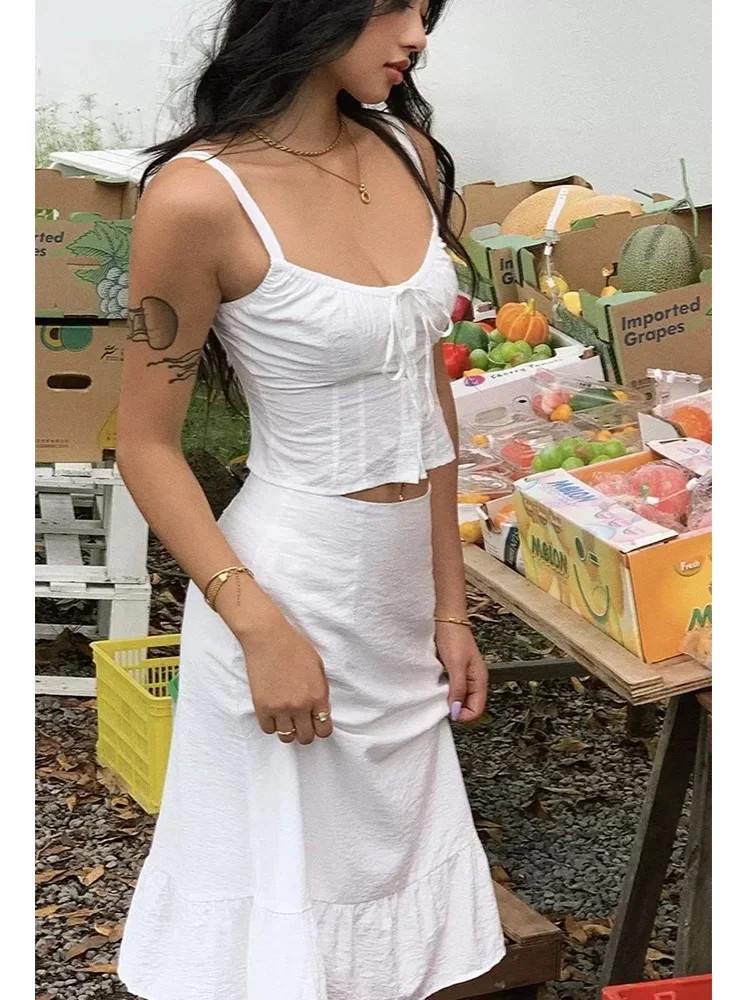 Foridol-Lace-Up-White-2-Pcs-Outfit-Women-Summer-Dress-Set-2024-New ...