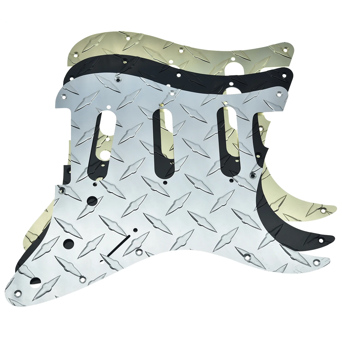 Dopro 11-Hole Diamond Plate Modern Strat SSS Guitar Pickguard Metal ...