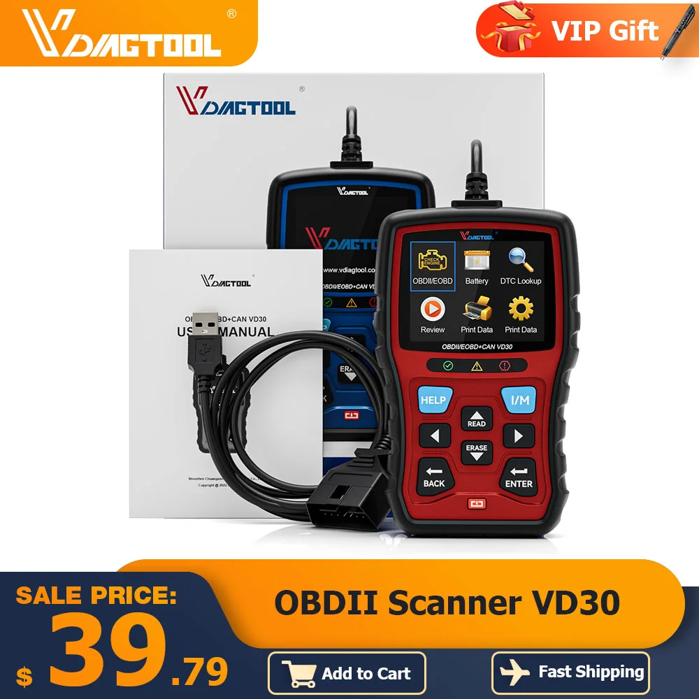 VDIAGTOOL VD30 OBD2 Scanner Code Reader Enhanced Automotive Diagnostic ...
