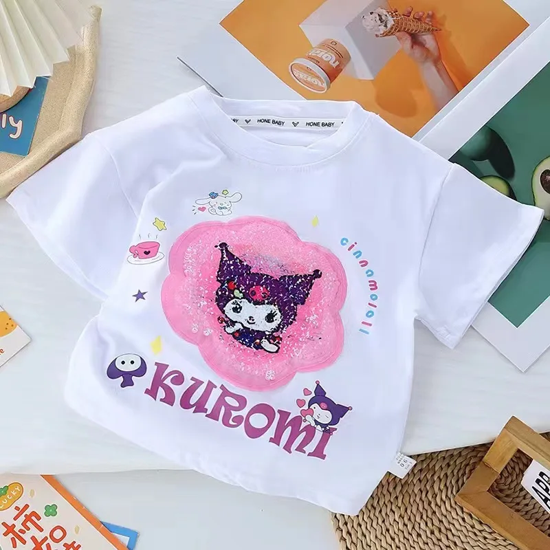 New-Kawaii-Sanrio-Kuromi-Anime-Sanrio-Short-Sleeved-Cotton-T-Shirt ...