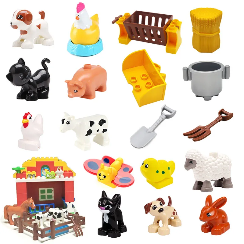 Big Building Block Animal Series Pet Cat Dog Farm Sheep Chicken Toys ...