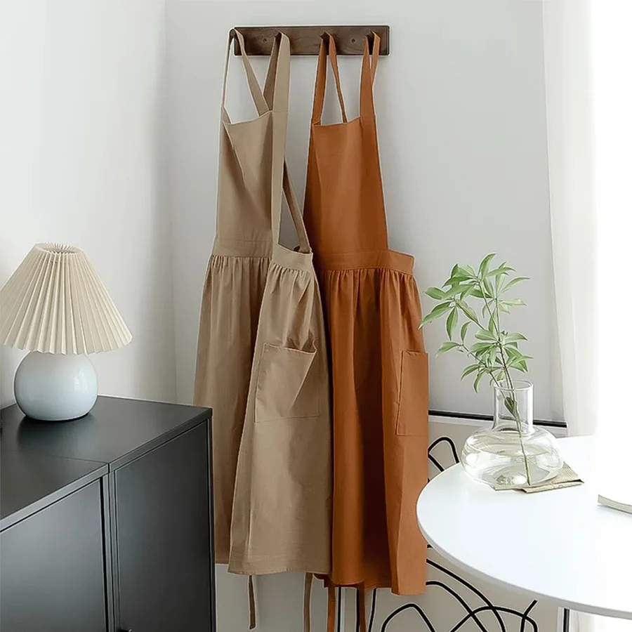 Long-Pleated-Waterproof-Cotton-Kitchen-Apron-for-Salon-Beauty-Women-s ...
