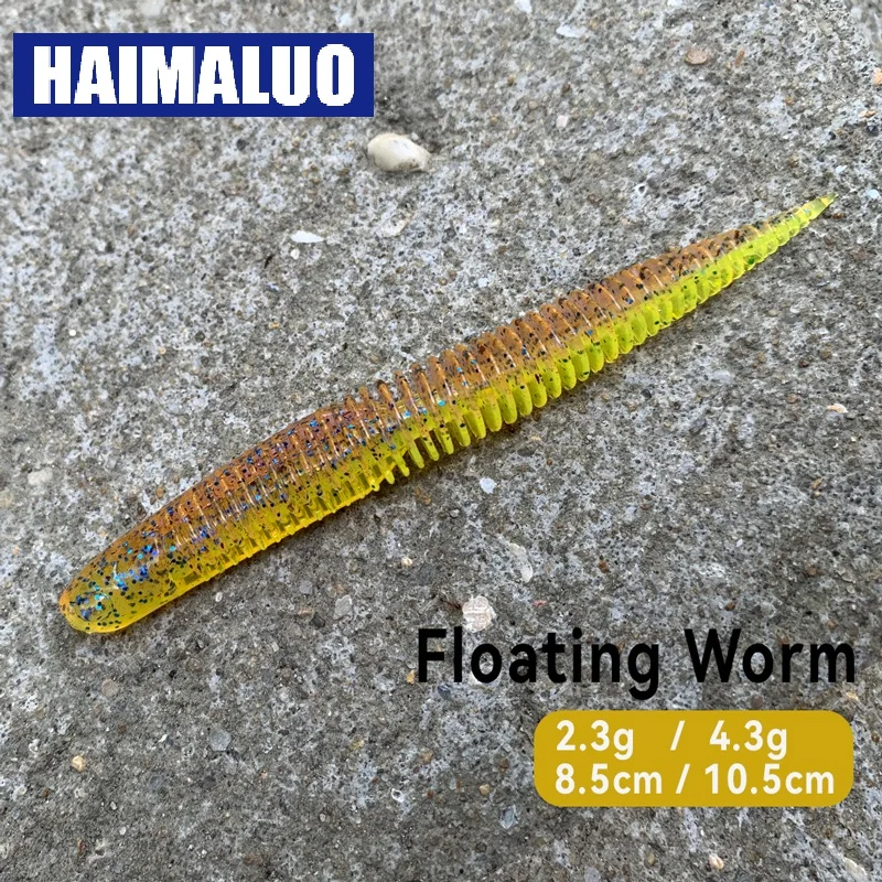 HAIMALUO-8.5cm 10.5cm 소프트 미끼, 라이트 댄싱 웜 흔들림 국수 웜 바늘 꼬리 스트레이트 테일 플로팅베이스 ...