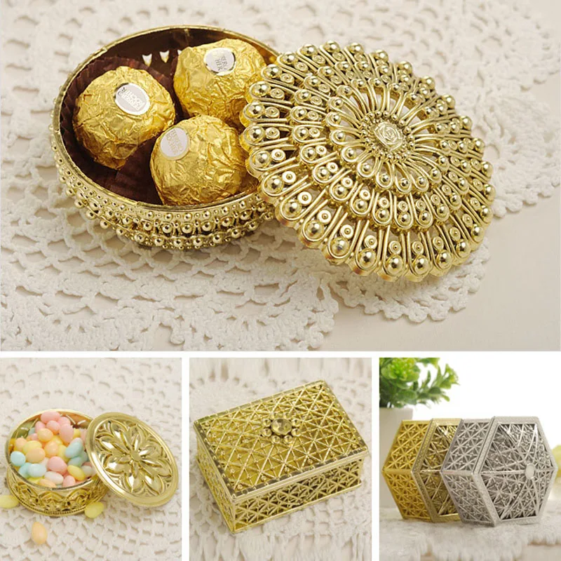 12-Pcs-set-Gold-Silver-Mini-Plastic-Hollow-Gold-Foil-Cake-Candy-Box ...