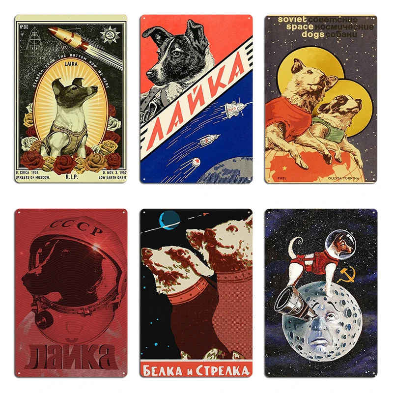 Laika-The-Sputnik-2-Russian-Space-Dog-Metal-Plaque-Poster-Party-Club ...