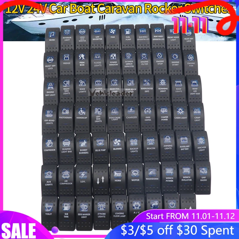 1pcs 12v 24v Car Boat Caravan Rocker Switches Waterproof Rocker Switch ...