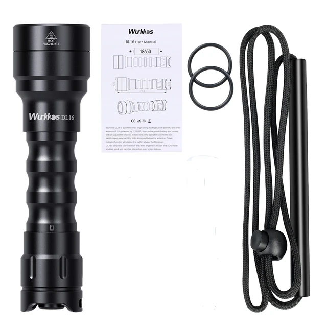 Wurkkos DL16 Powerful Diving Flashlight IP68 Waterproof SST40 Max 2000 ...