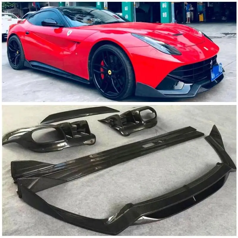 For Ferrari F12 REAL Carbon Fiber Front Lip Splitters Rear Diffuser ...