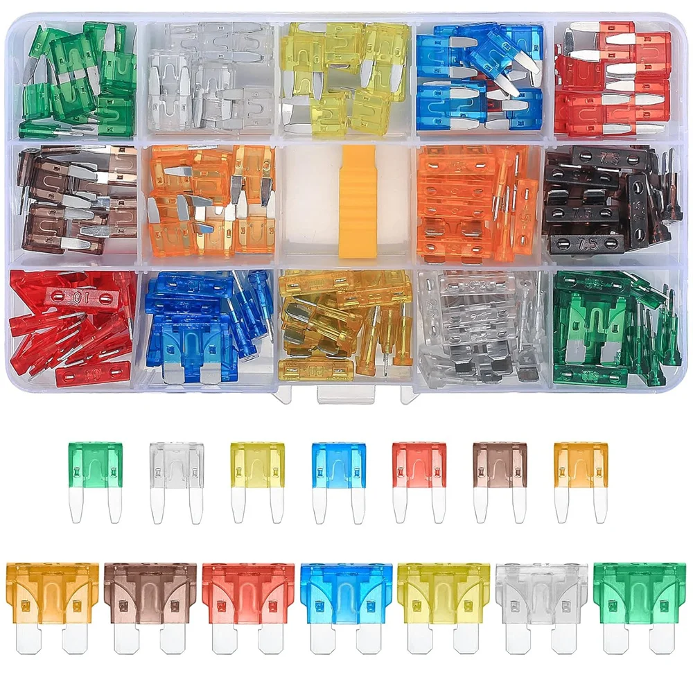 140 Pcs Fuses Assortment Kit, Standard&Mini Blade-Type Fuse 5A/7.5A/10A ...