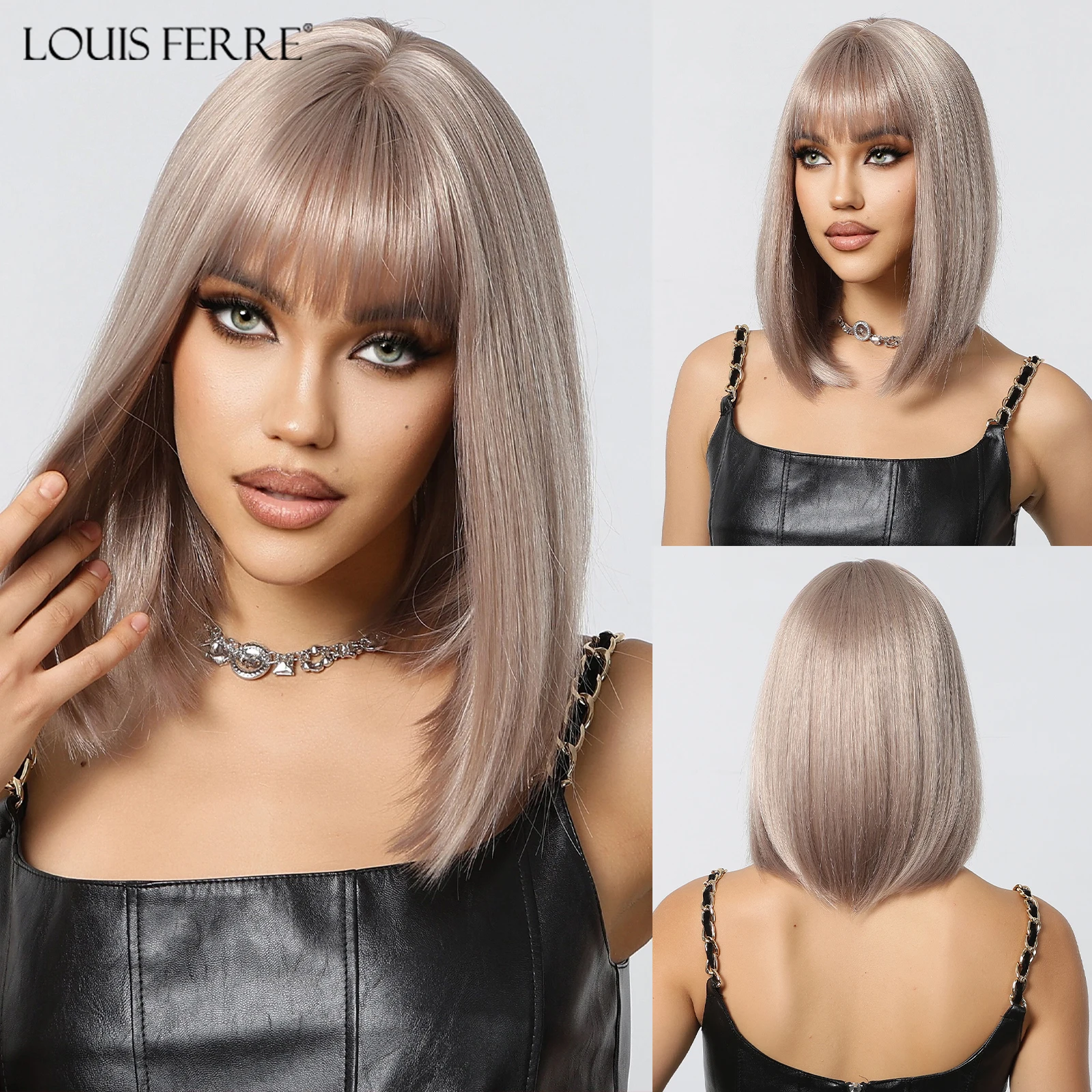 Light-Ash-Brown-BoBo-Synthetic-Wigs-for-Women-Short-Straight-Blonde ...