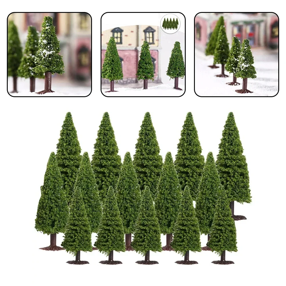 15 Pieces ,Model Trees Miniature Trees Christmas Village Trees Woodland ...
