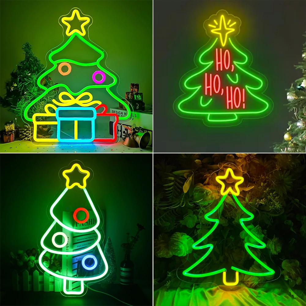 Letrero-de-ne-n-con-forma-de-rbol-de-Navidad-decoraci-n-navide-a-para ...