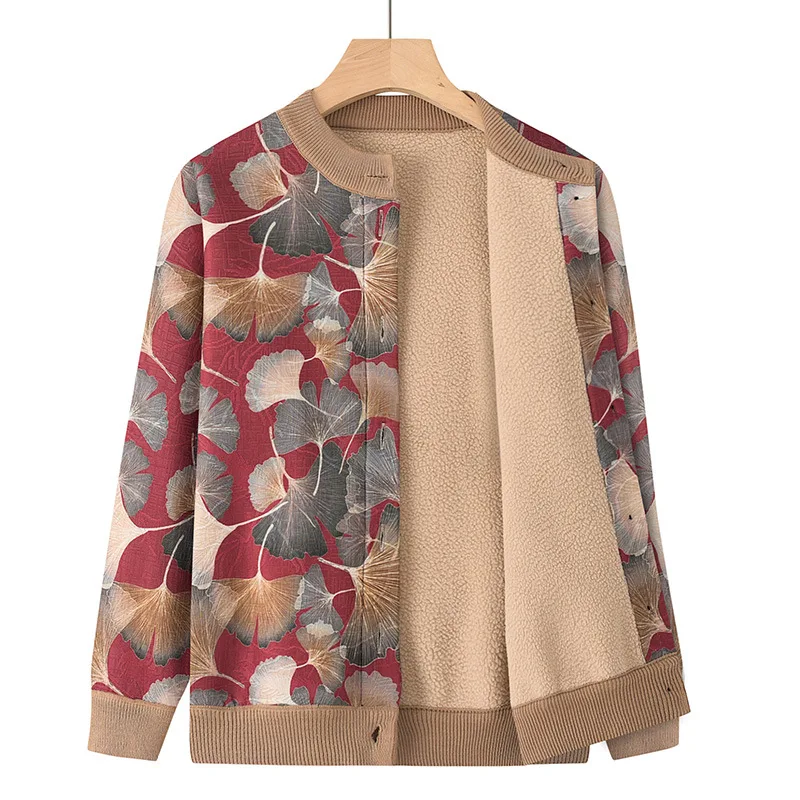 Fdfklak-Sweater-Coat-Middle-aged-Elderly-Women-Autumn-Winter-Velvet ...