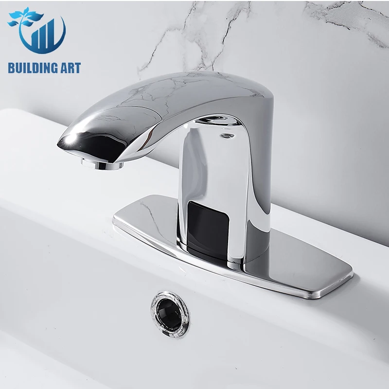 Black-Automatic-Sensor-Basin-Faucet-Bathroom-Basin-Sink-Faucets-Water-Mixer-Tap-Touch-Free ...