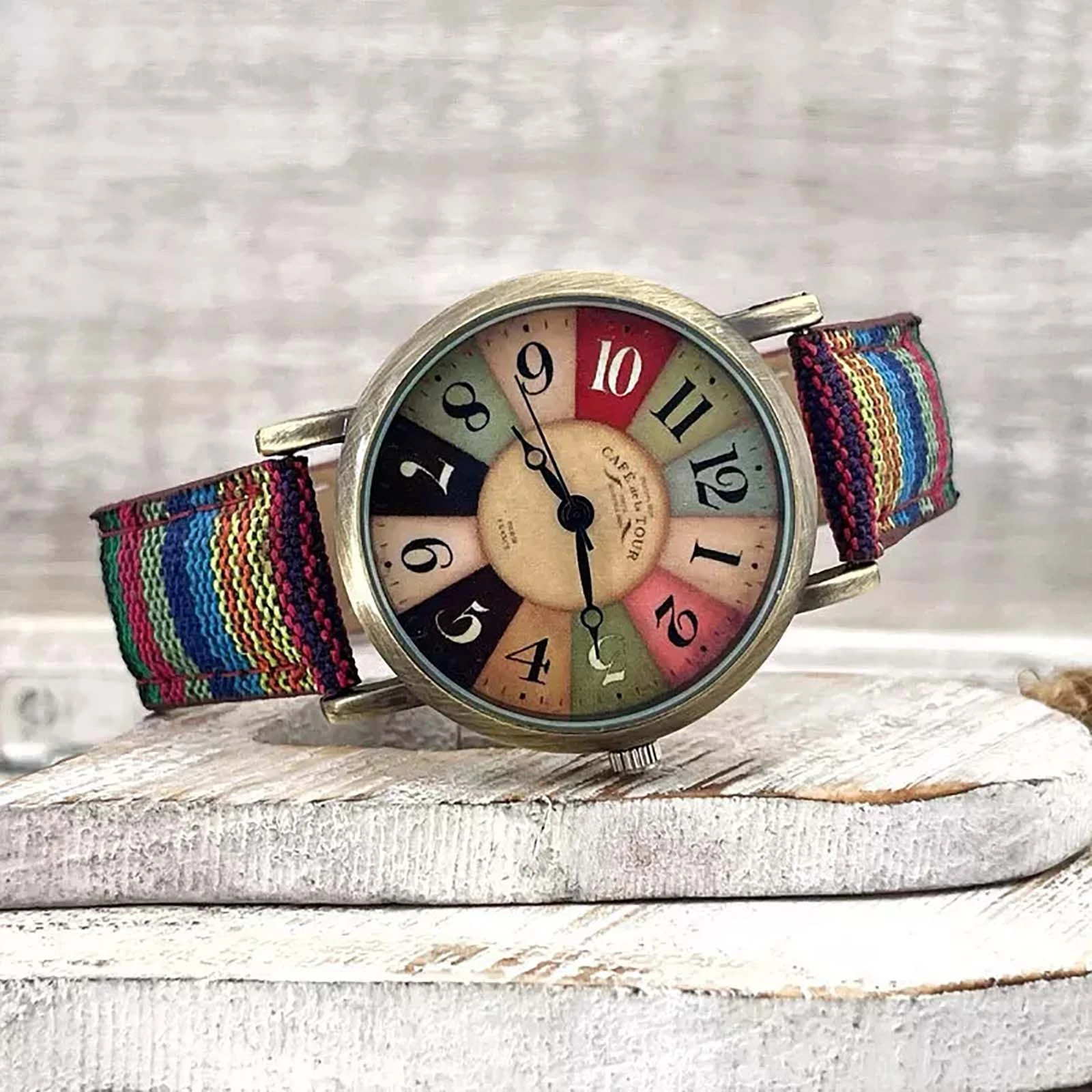 Watches For Women With Multicolour Rainbow Pattern Men Hand Band ...