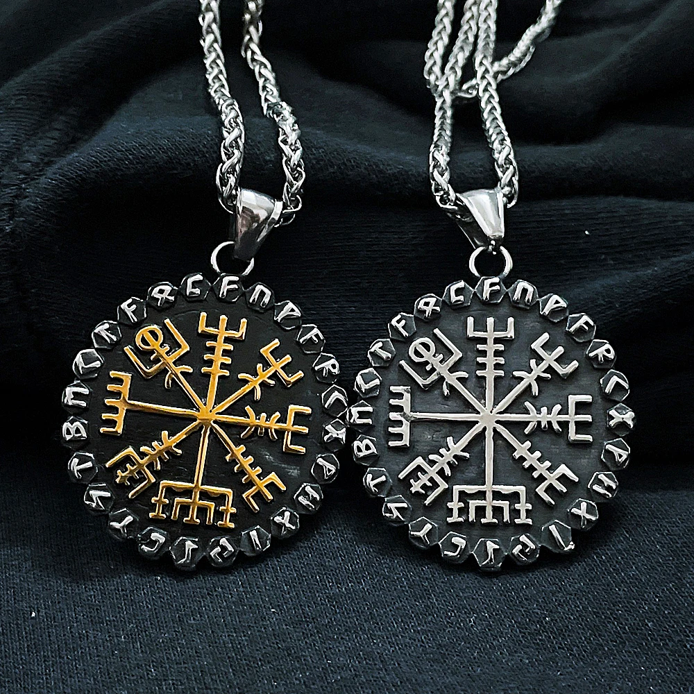 Collar Vintage vikingo Vegvisir para hombres, colgante de runa vikinga ...