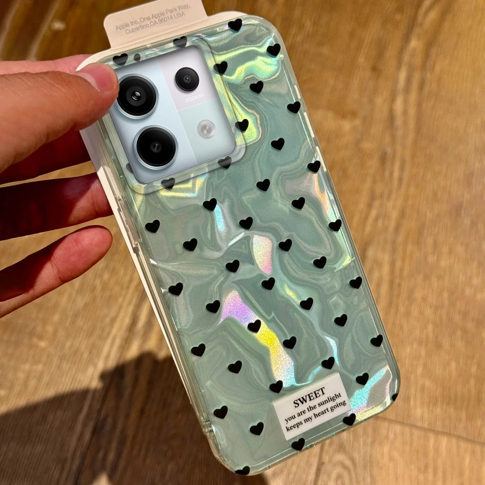 Cute Mint Green Love Heart Pattern Girls Women Water Vortex Phone ...