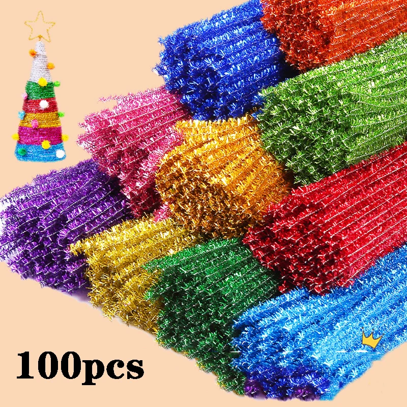 100Pcs-Colorful-Chenille-Stems-Pipe-Cleaners-Plush-Tinsel-Stem-Wired ...