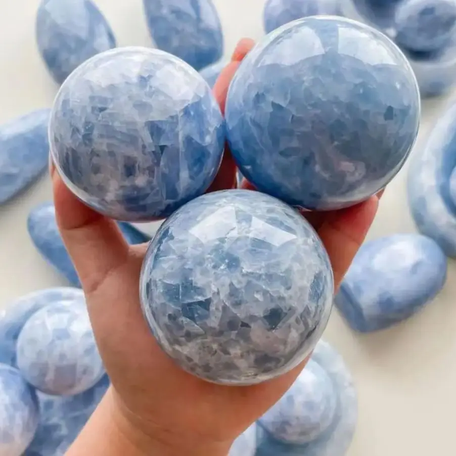 Natural-Blue-Calcite-Gemstone-Sphere-Celestine-Quartz-Healing-Stone ...