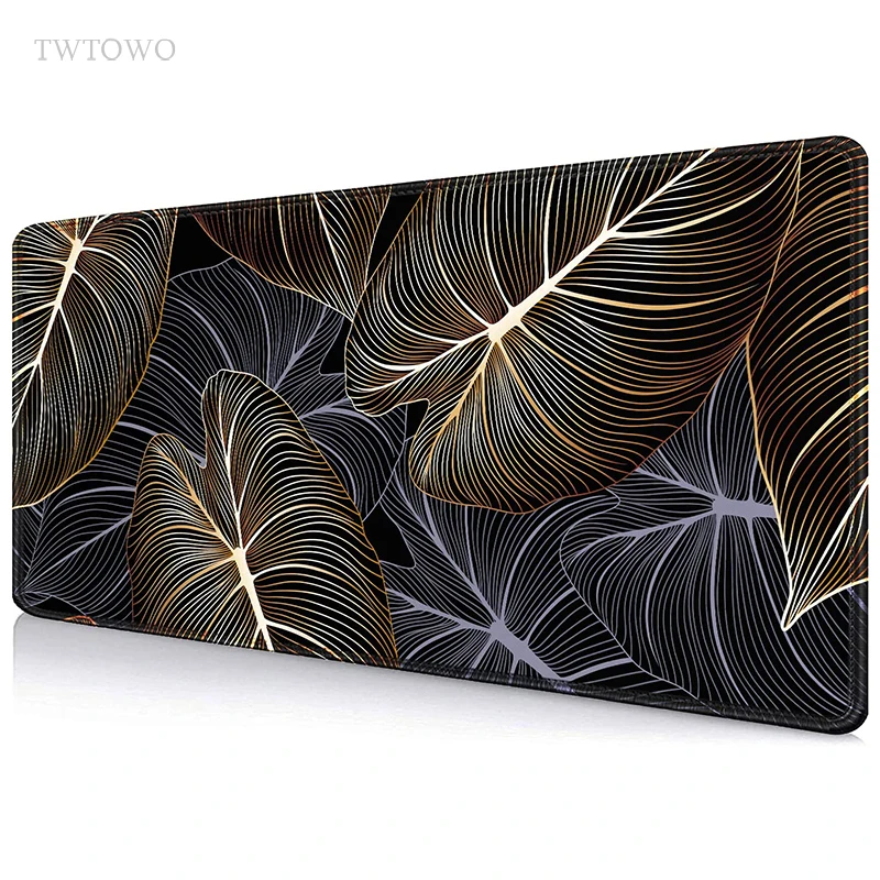 Black-Gold-Leaf-Mouse-Pad-Gamer-XL-Computer-New-Custom-Mousepad-XXL ...