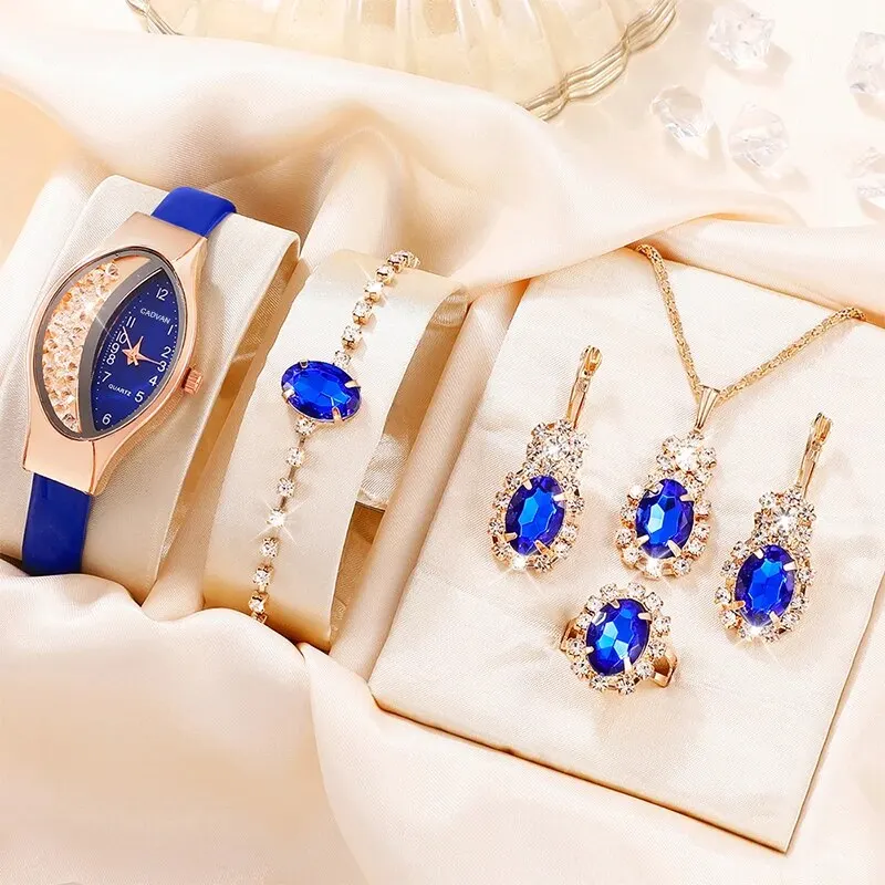 6PCS-Set-Women-Fashion-Quartz-Watch-Female-Clock-Rhinestone-Dial-Luxury ...