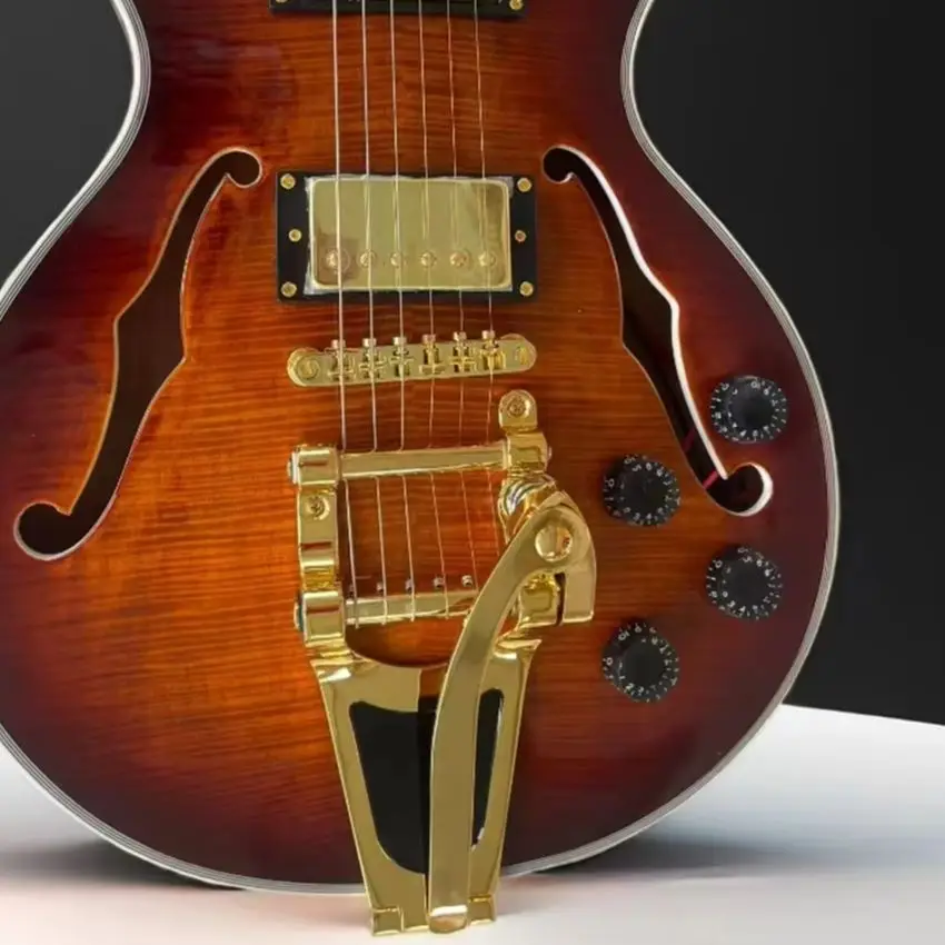 Nueva-guitarra-el-ctrica-personalizada-hueca-completa-Jazz-F-Hole-de-6 ...
