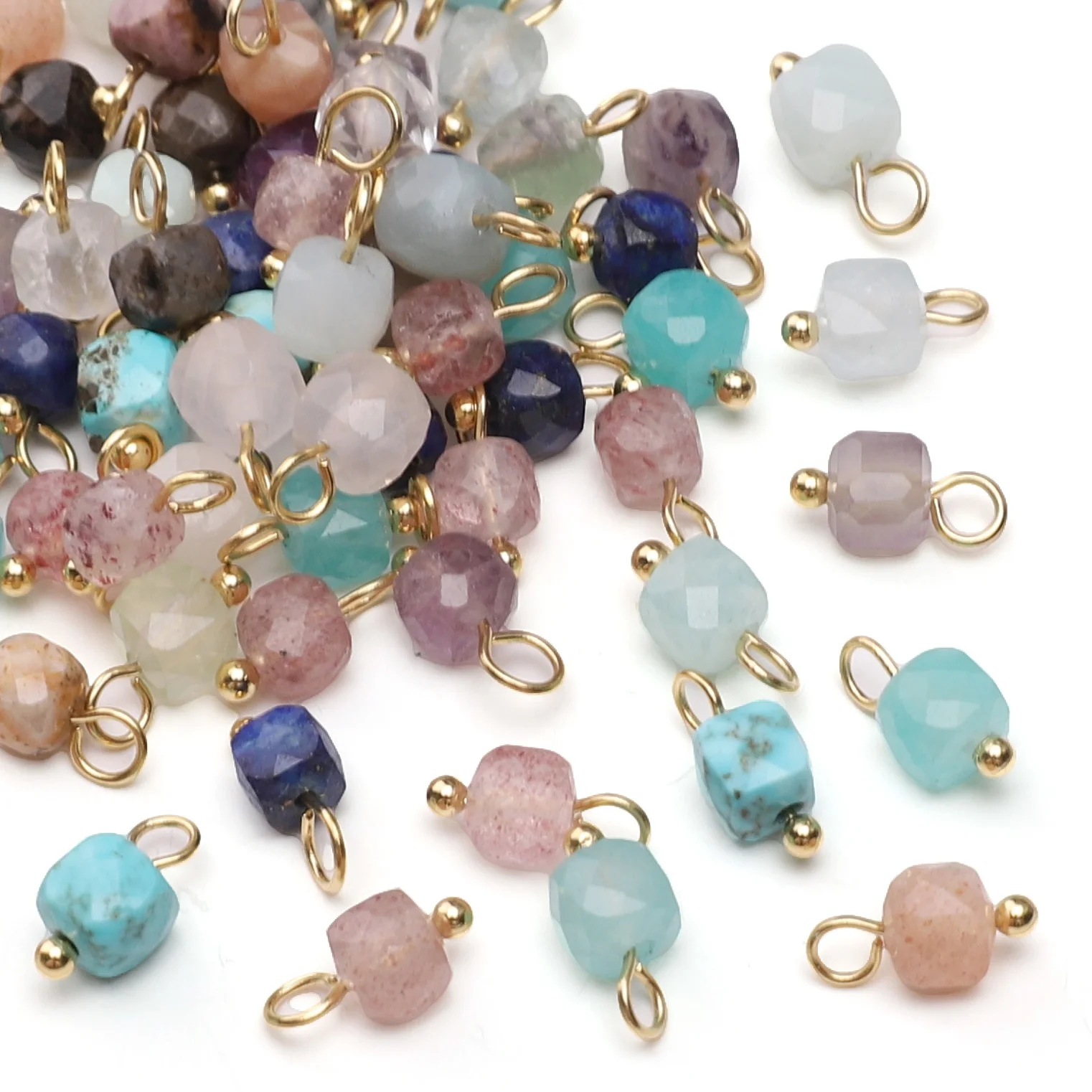 Colorful natural stone mini pendant diy handmade earrings necklace ...