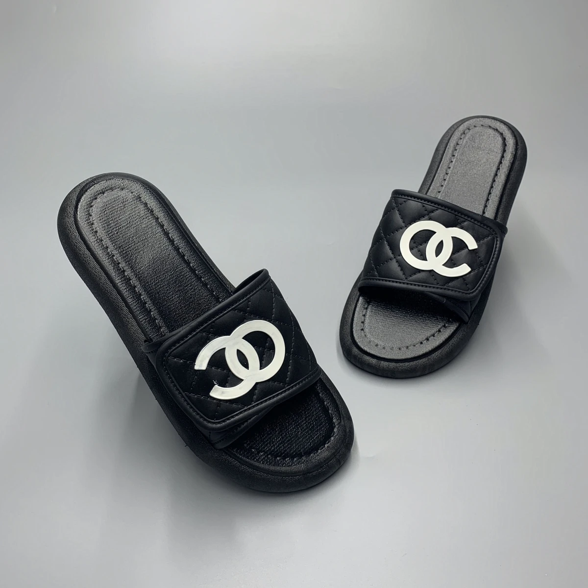 Stylish Women's PVC Slippers with Iconic Double - C Design ...