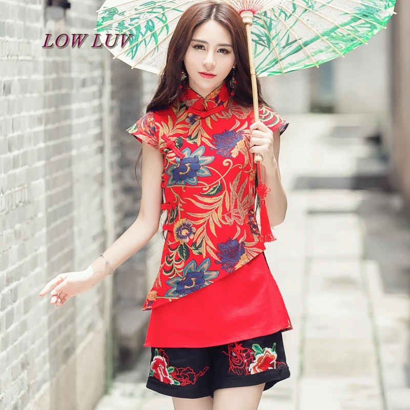 Feminino étnico superior roupas tradicionais chinesas vintage designer ...