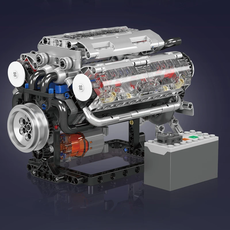 Mould King 10088 Technical Car Building Block Motorized V8 Engine Model ...