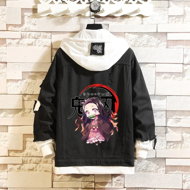 Anime Demon Slayer Denim Bomber Jacket Hooded Jeans Sweatshirt Unisex ...