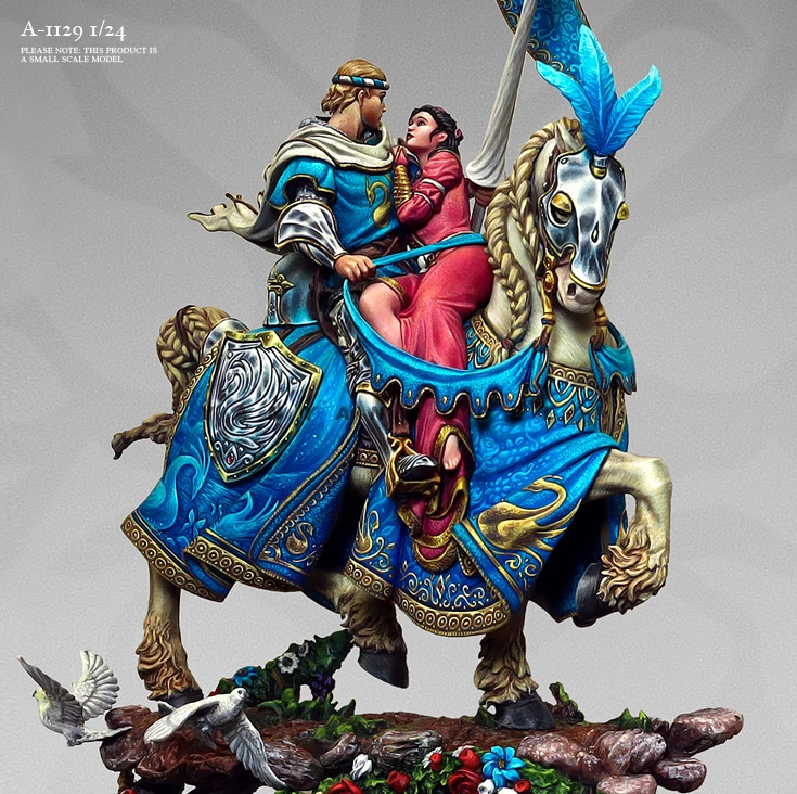 1/24 Resin Figure Model Kits Knight And Beauty Colorless And Self ...