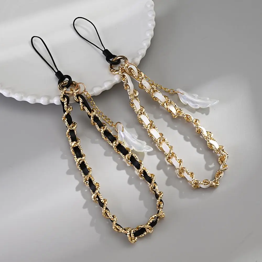 Fashion-Metal-Leather-Mobile-Phone-Chain-Acrylic-Feather-Pendant ...