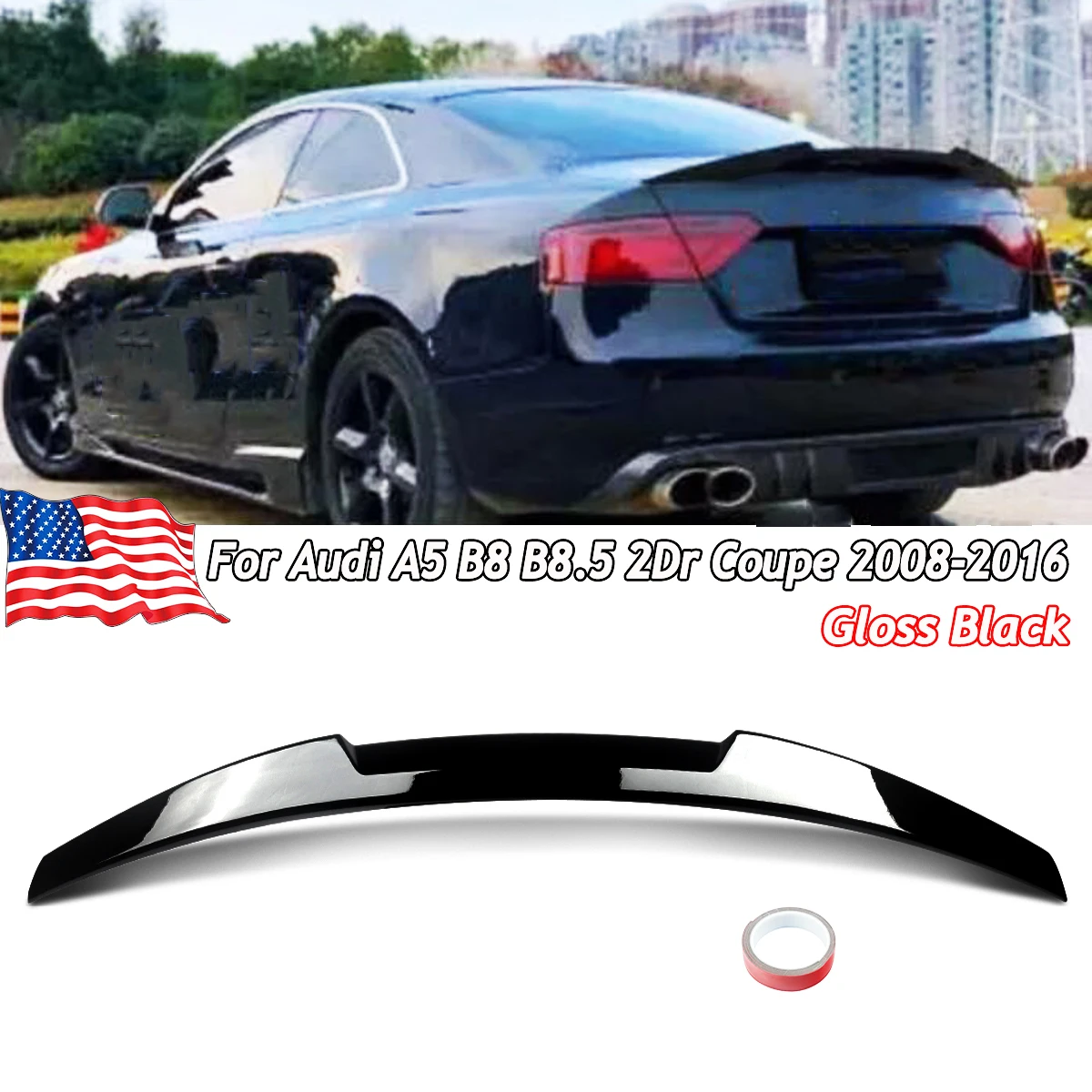 M4 Style Rear Tail Wing For 2008-2016 Audi A5 B8 B8.5 2Dr Coupe Gloss ...
