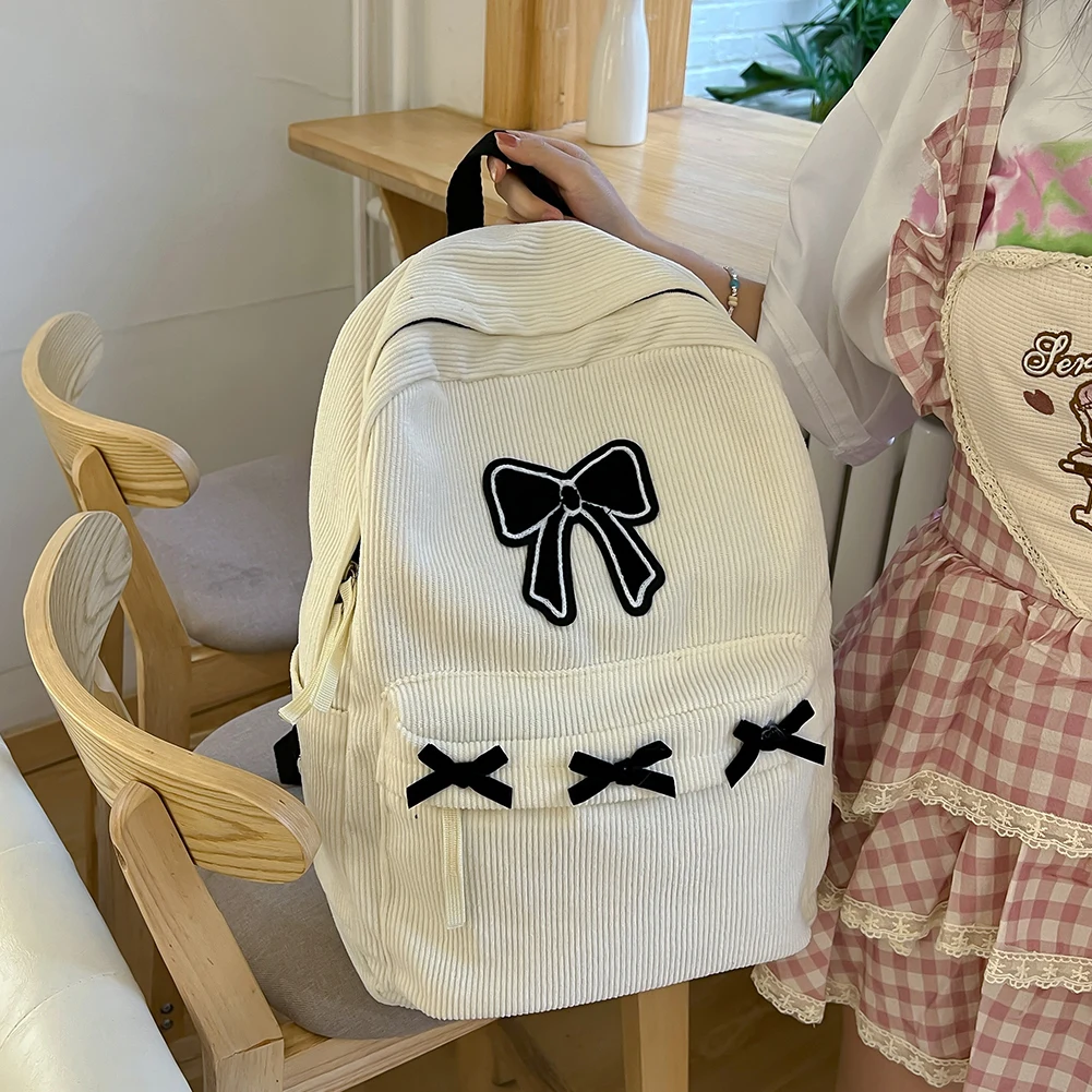 Cute-Bowknot-Aesthetic-Backpack-Lightweight-School-Backpack-Student ...