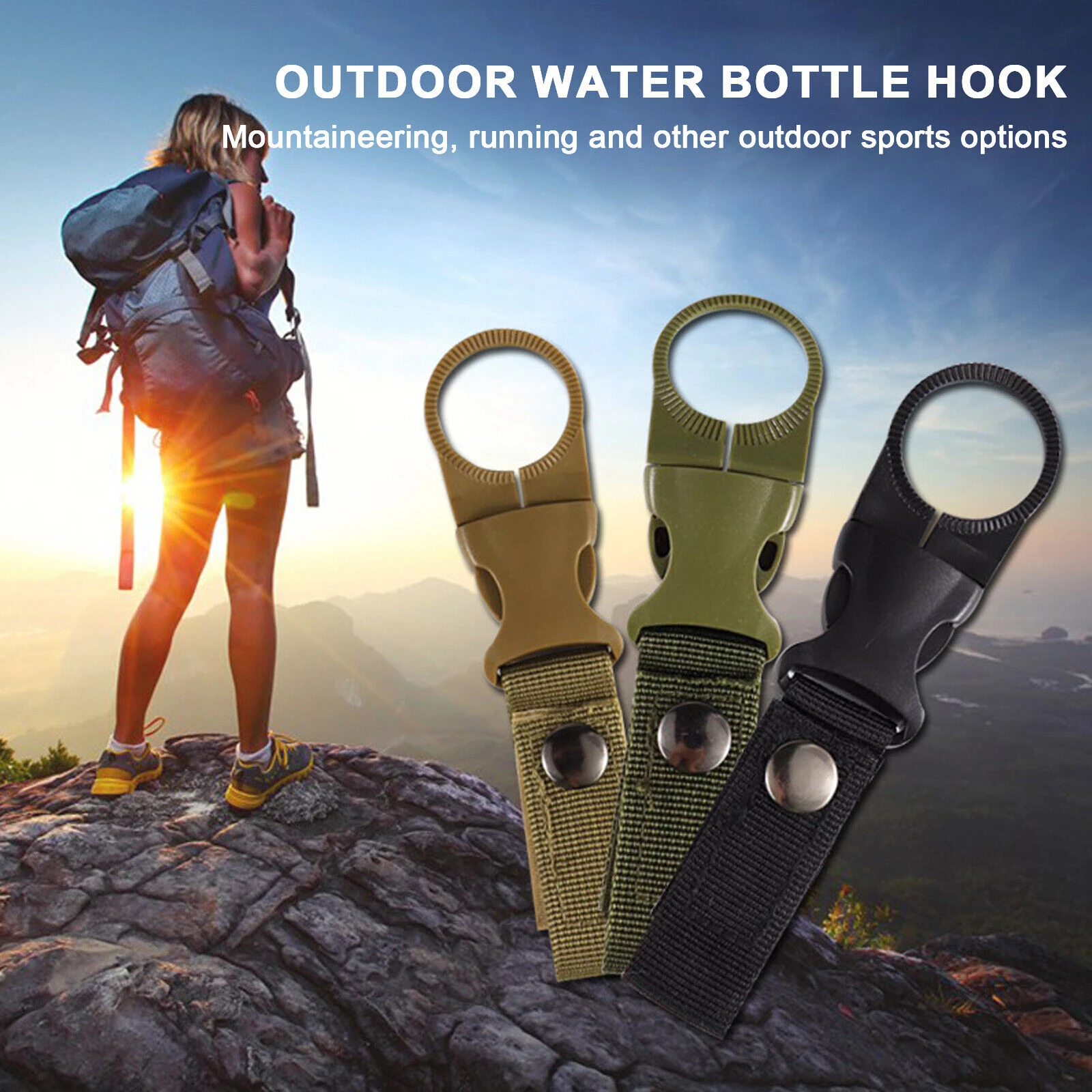 Webbing Backpack Buckle Carabiners Attach Quickdraw Water Bottle Hanger ...