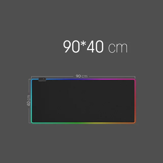 LED Light Mousepad RGB Keyboard Cover Desk-mat Colorful Surface Black ...