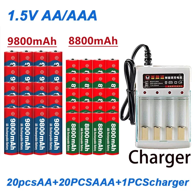 New 1.5V AA 9800Mah AAA 8800Mah Alkaline Rechargeable Battery with ...