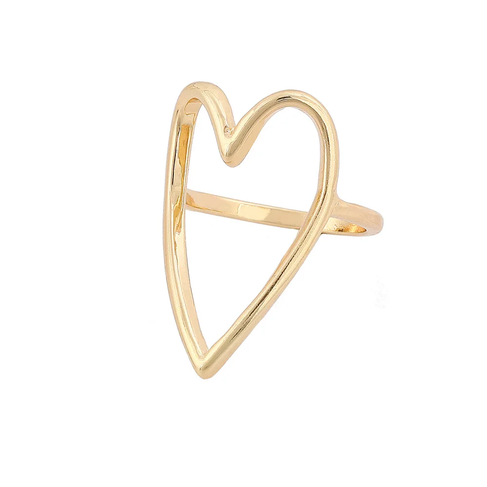 2022-Creative-Hollow-Heart-Shaped-Rings-Gold-Color-Simple-Style-Finger ...