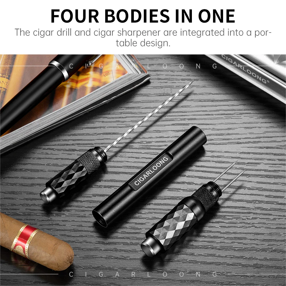 CIGARLOONG Portable 4 IN 1 Cigar Needle Drill Puncher Enhancer Draw ...