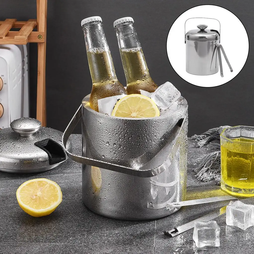 Stainless-Steel-Ice-Bucket-Portable-Ice-Chiller-Cooler-with-Handle-Ice ...