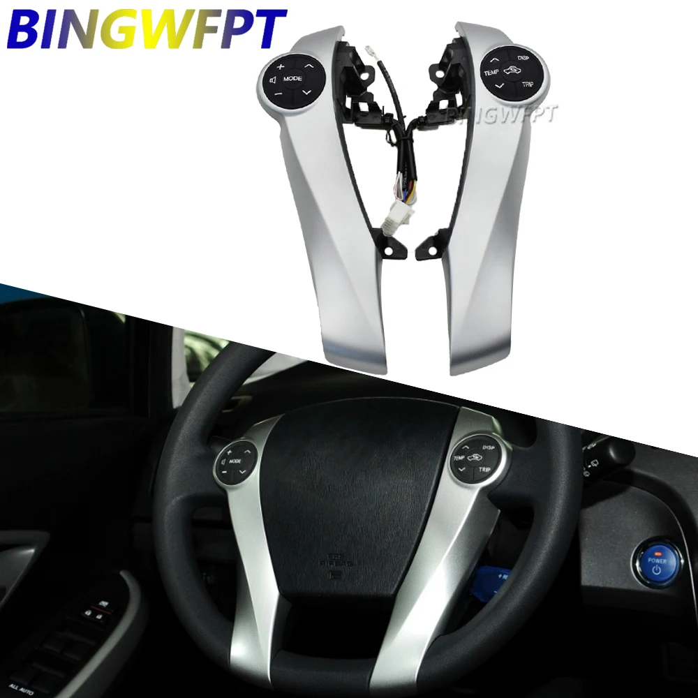Silver-Piano-Steering-Wheel-Control-Buttons-For-Toyota-Prius-C-US-V-US ...