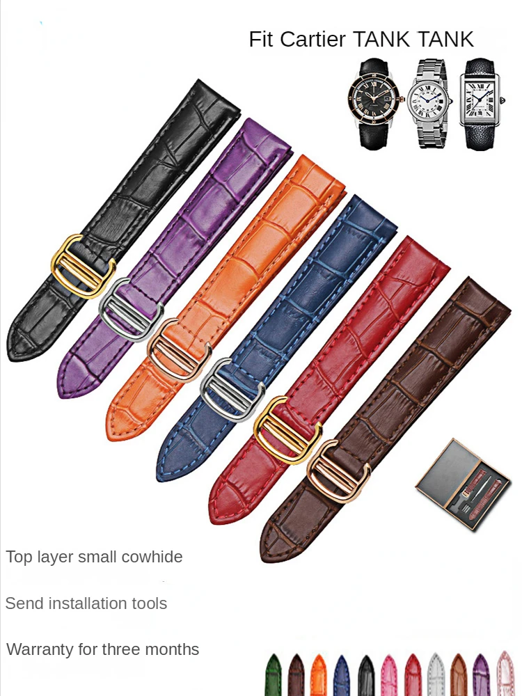 Cow-Leather-Watch-Strap-for-Cartier-Solo-Tank-Key-London-West-Cheetah ...
