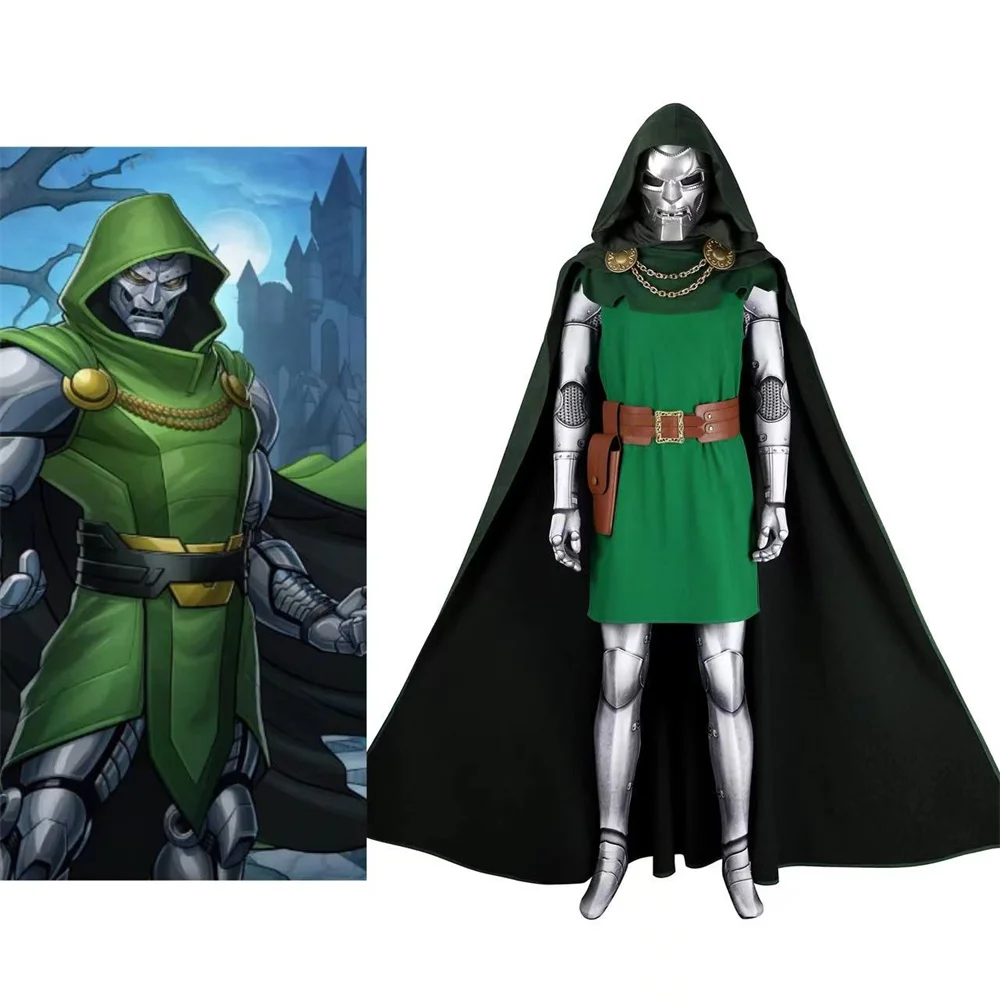Doctor Cosplay Costume Doom Men Jumpsuit Cloak Mask Full Set Halloween ...