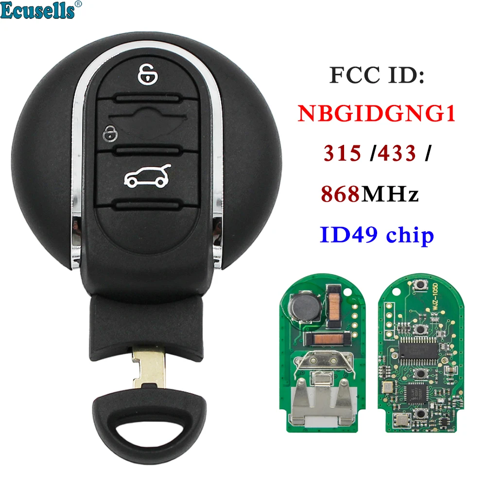 Ecusells-3-Buttons-Smart-Remote-Car-Key-Fob-315MHz-434MHz-868MHz-ID49 ...