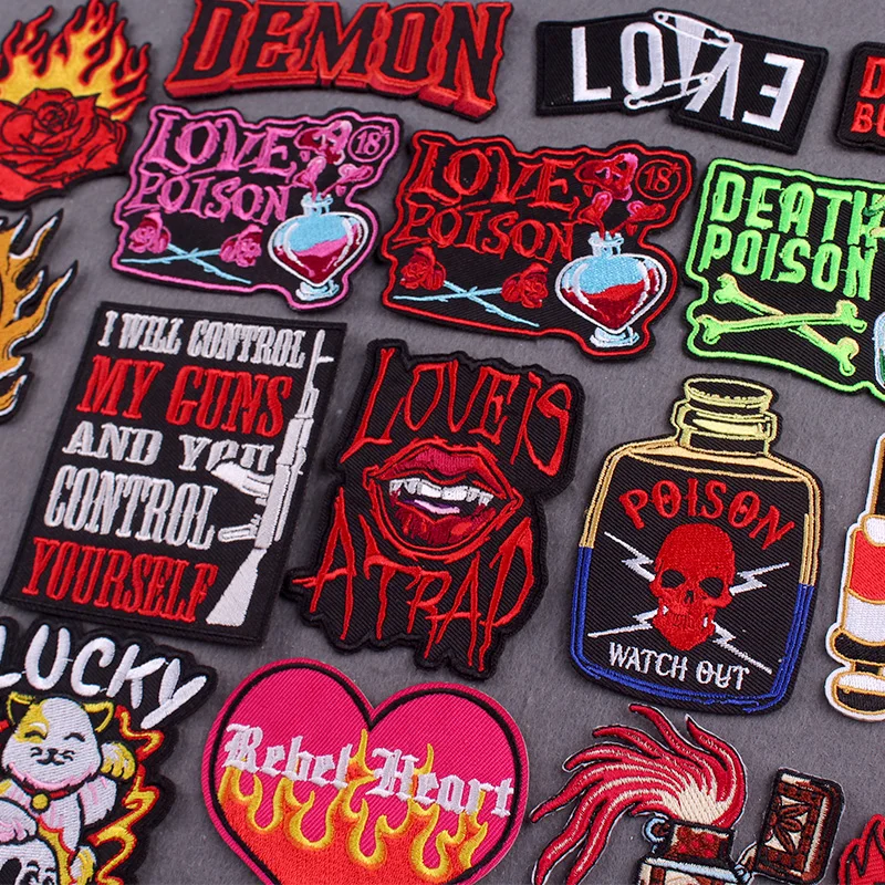 Punk-Iron-On-Patches-For-Clothing-Stickers-DIY-Poison-Badges-On ...