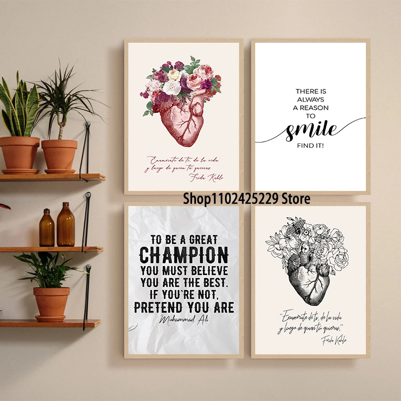 Anatomical-Floral-Heart-Quotes-Poster-Canvas-Printing-Quotes-with ...